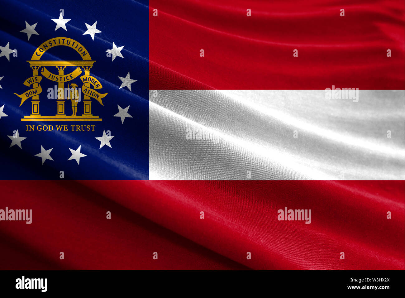 Realistic flag State of Georgia on the wavy surface of fabric Stock ...