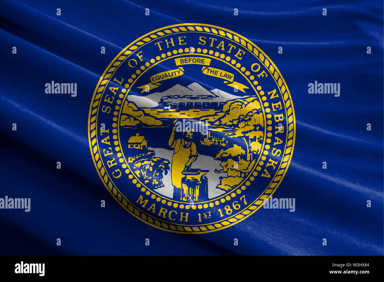 Realistic flag State of Nebraska on the wavy surface of fabric Stock ...