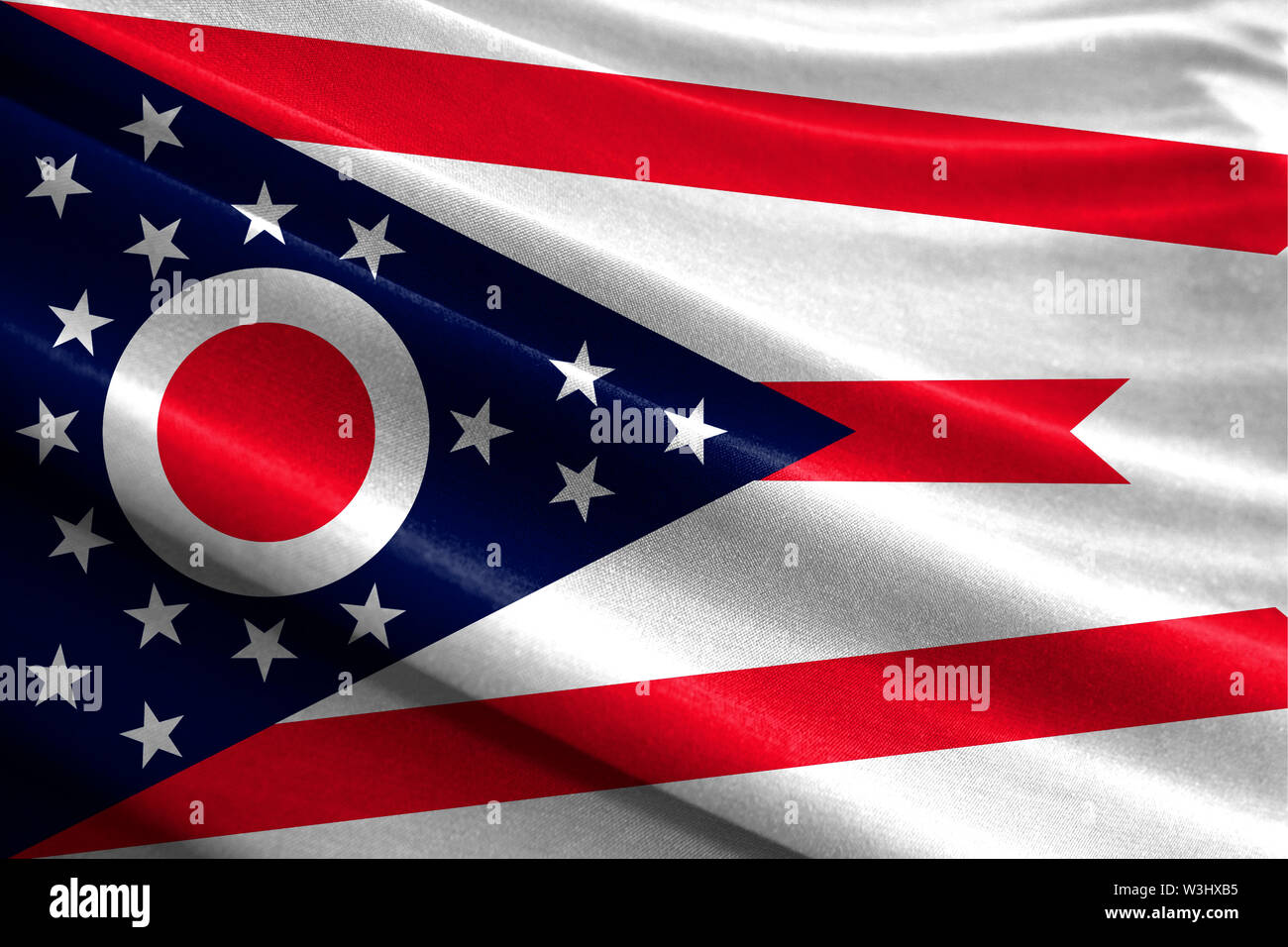 Realistic flag State of Ohio on the wavy surface of fabric Stock Photo ...