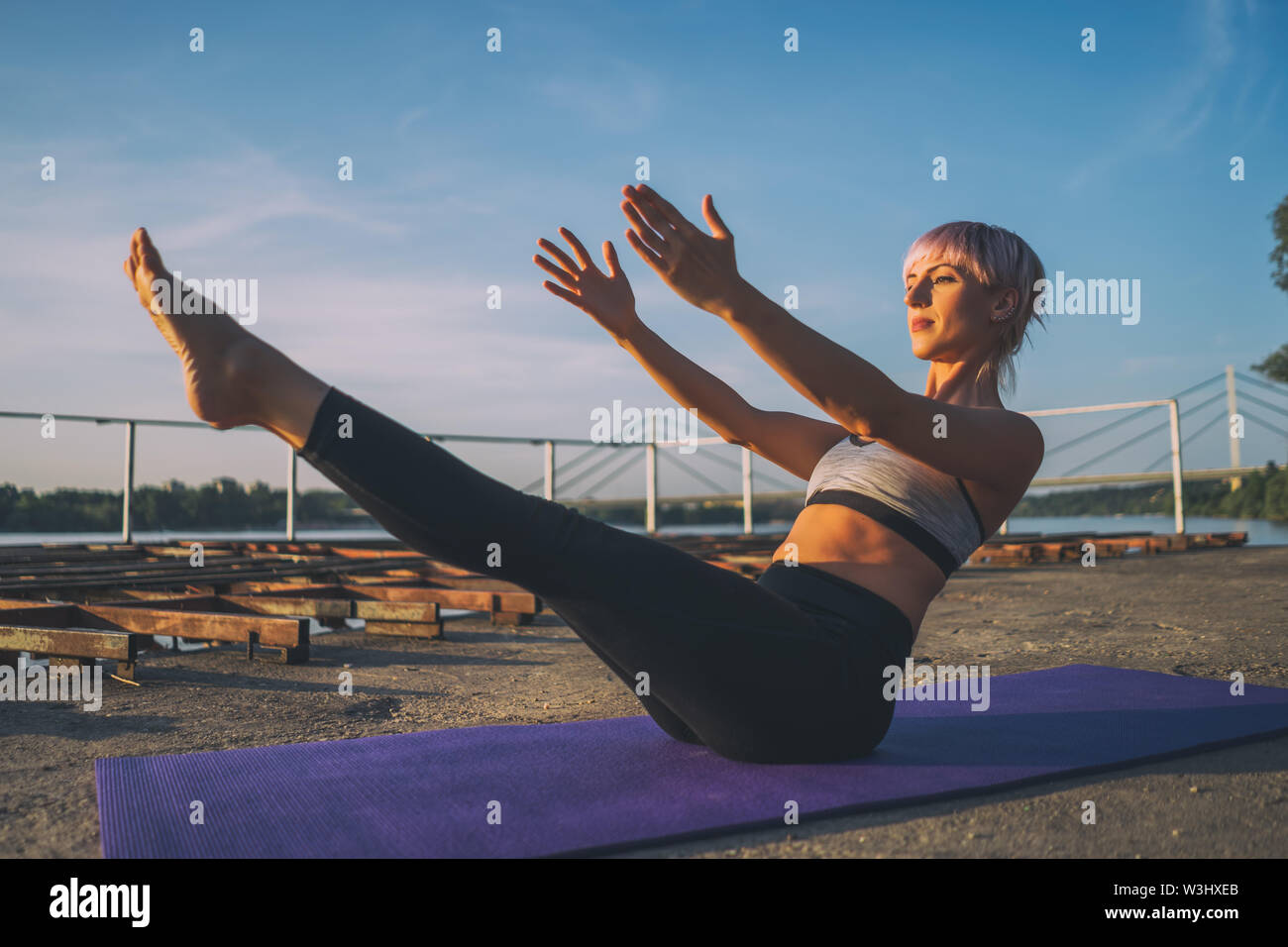 Navasana boat pose hi-res stock photography and images - Alamy