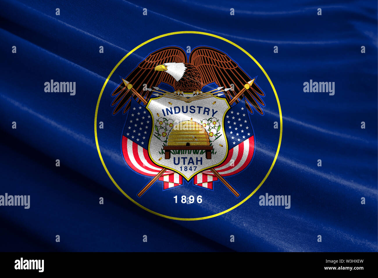 Realistic flag State of Utah on the wavy surface of fabric Stock Photo ...