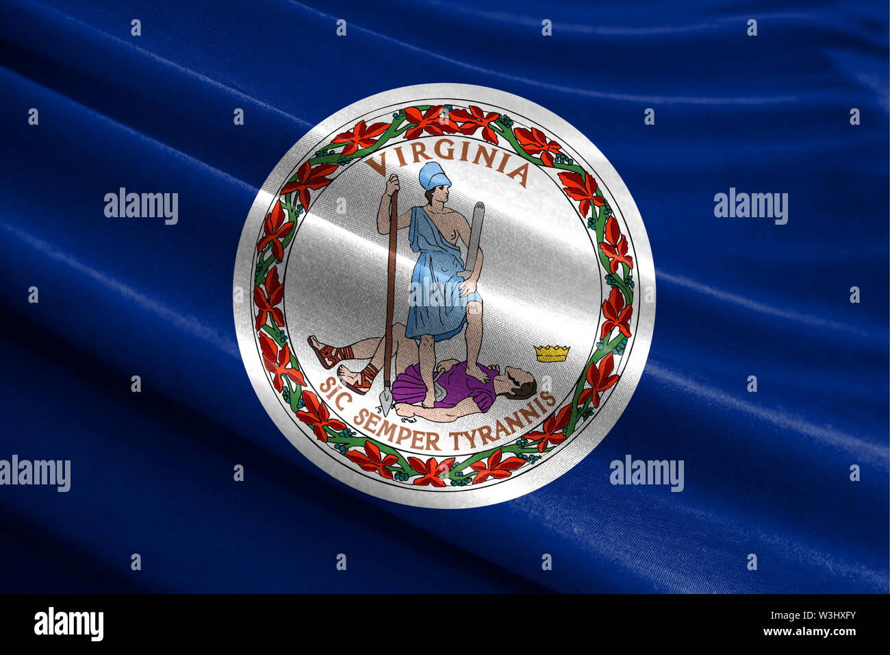 Realistic flag State of Virginia on the wavy surface of fabric Stock ...