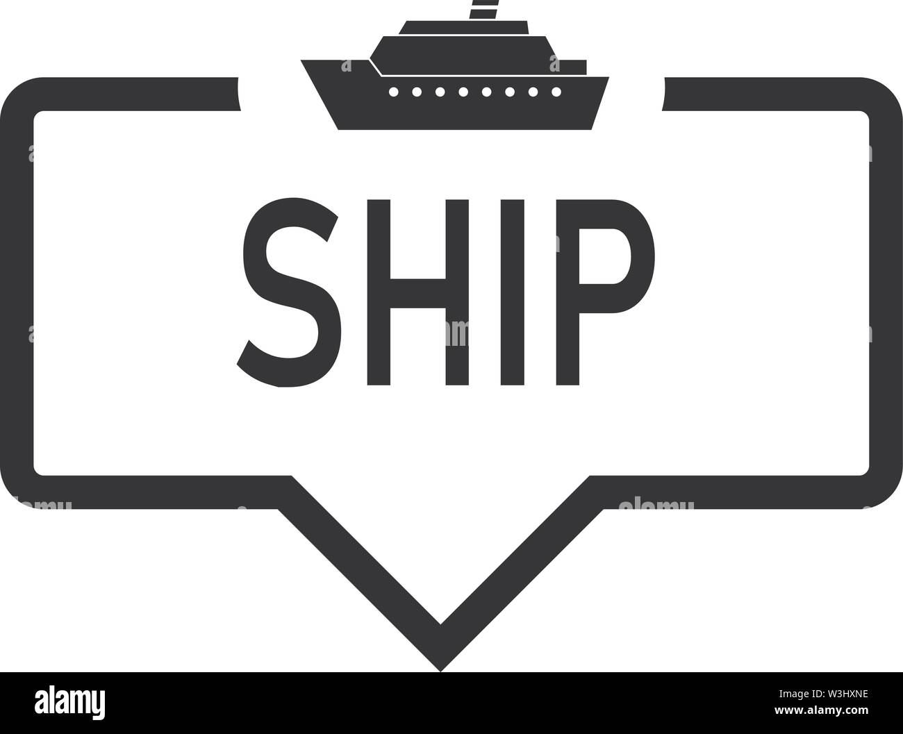 Ship Speech bubble with icon, isolated. Flat design on white background ...