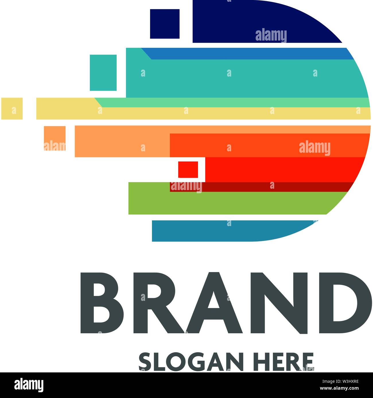 creative initial letter d logo colorful strips design template elements ...