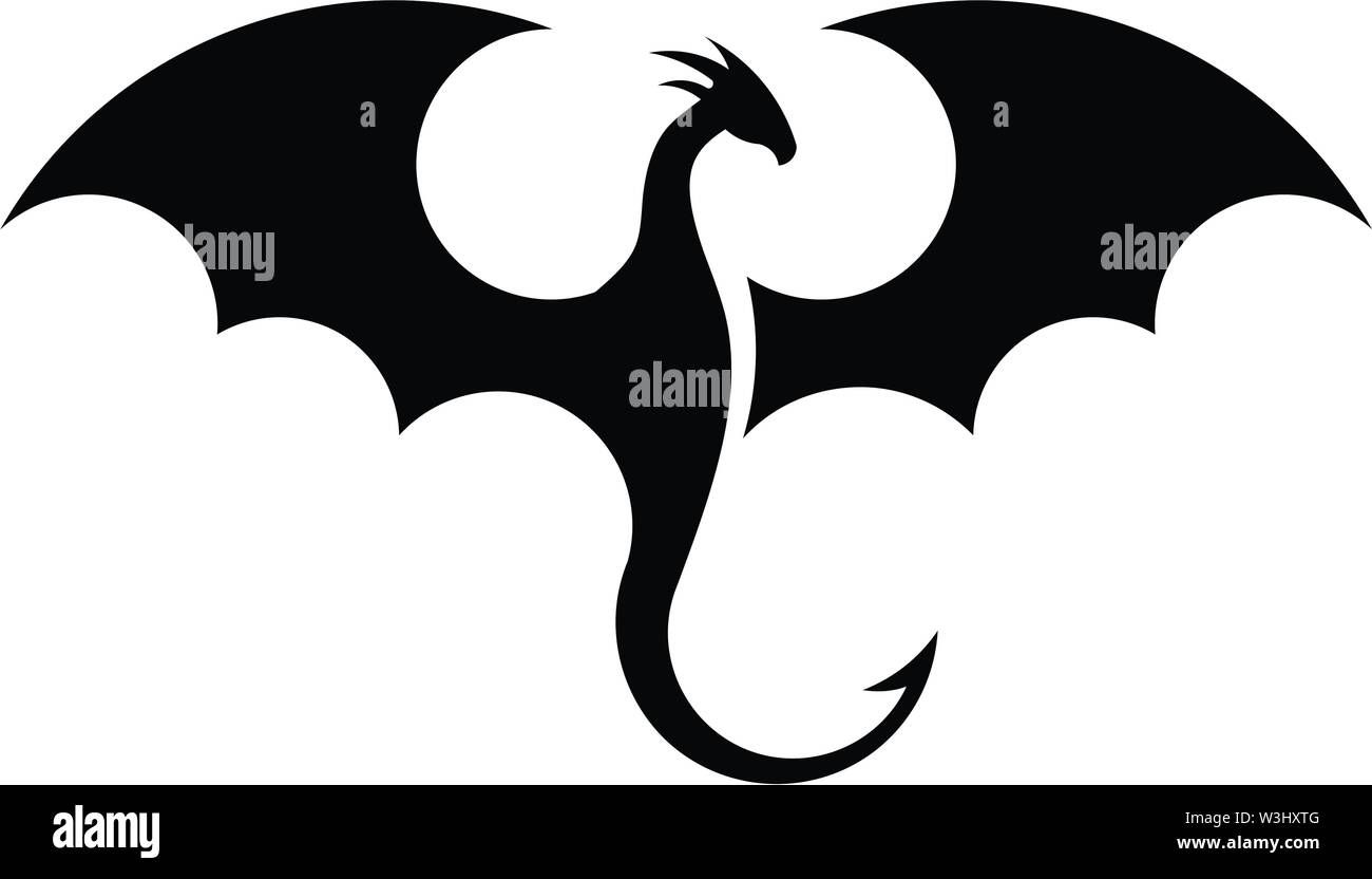 creative simple dragons silhouettes logo stylized vector illustrations ...