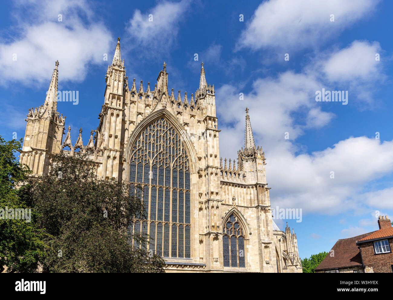 The East end of York Minster with the medieval Great East Window. A row ...