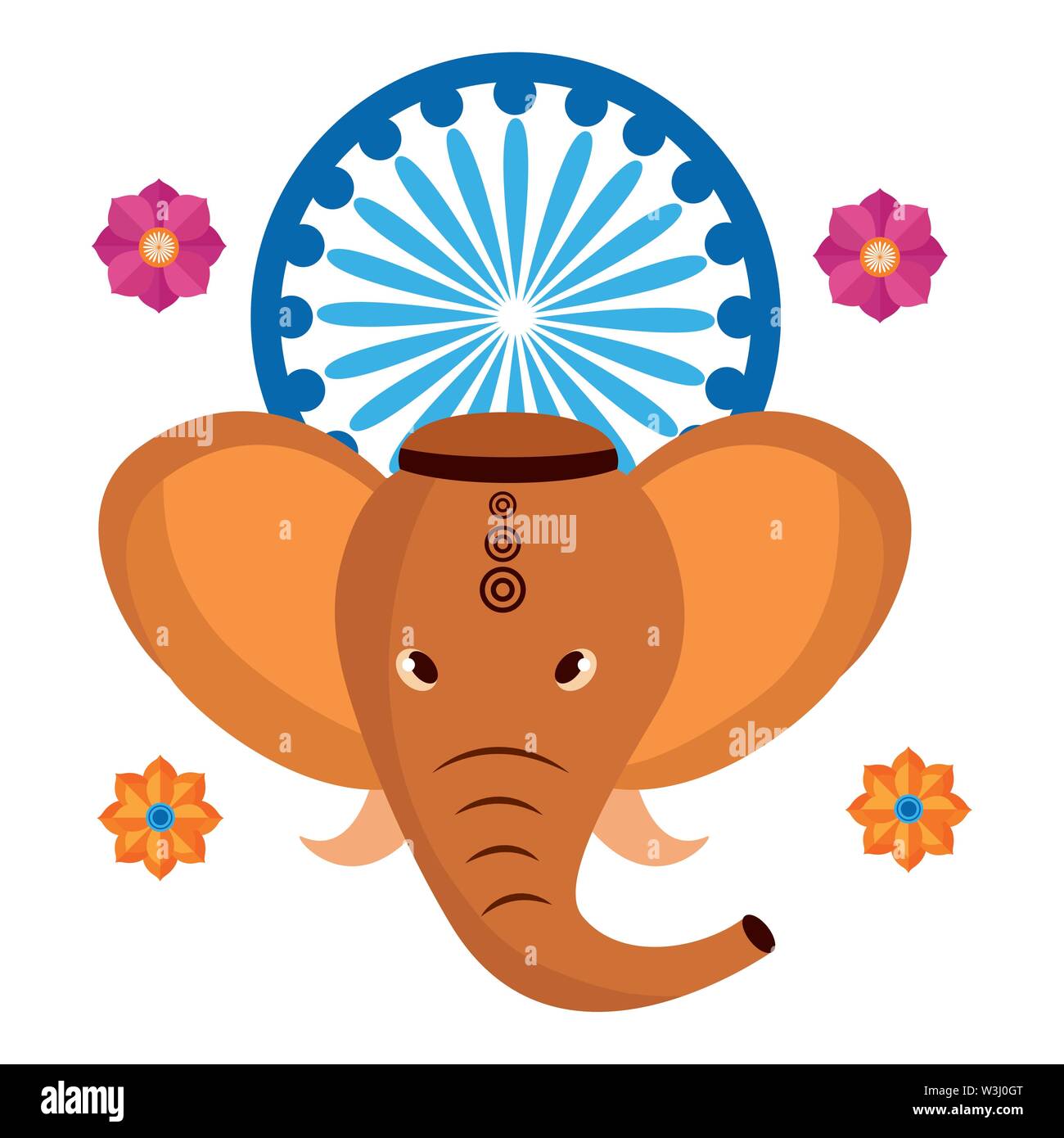 indian elephant ganesha with ashoka chakra Stock Vector Image & Art - Alamy