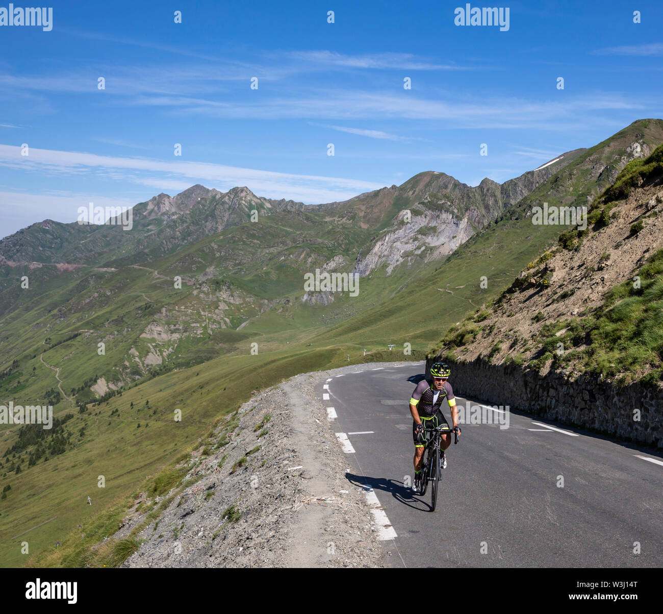 Col du Tourmalet,France-July 27,2018: Unidentified amateur cyclists ...