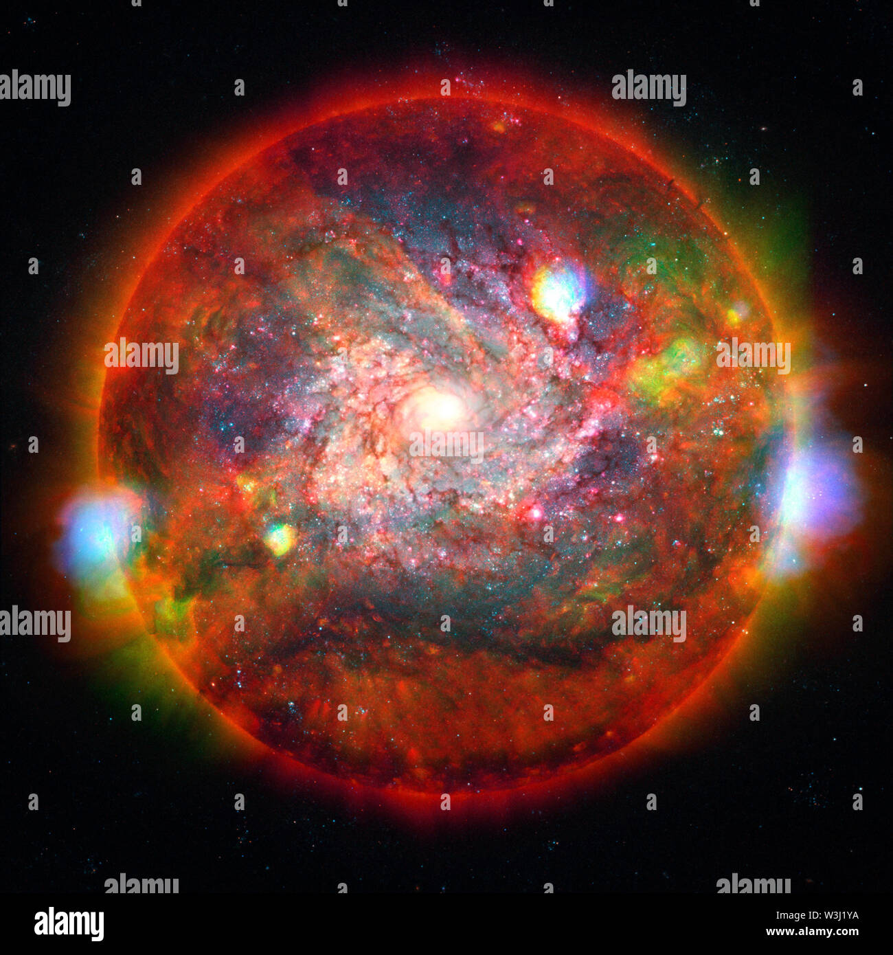 Extremely hot star. Flaring of Sun. Beauty of endless universe ...