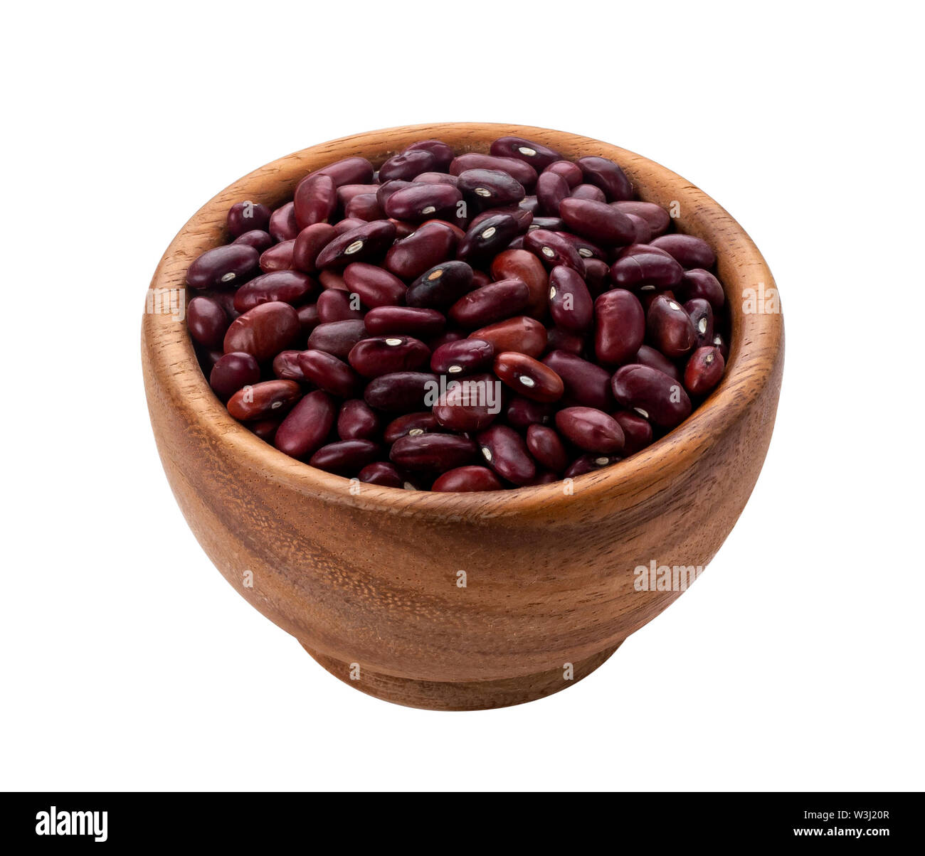 Red beans in wooden bowl isolated on white background with clipping ...