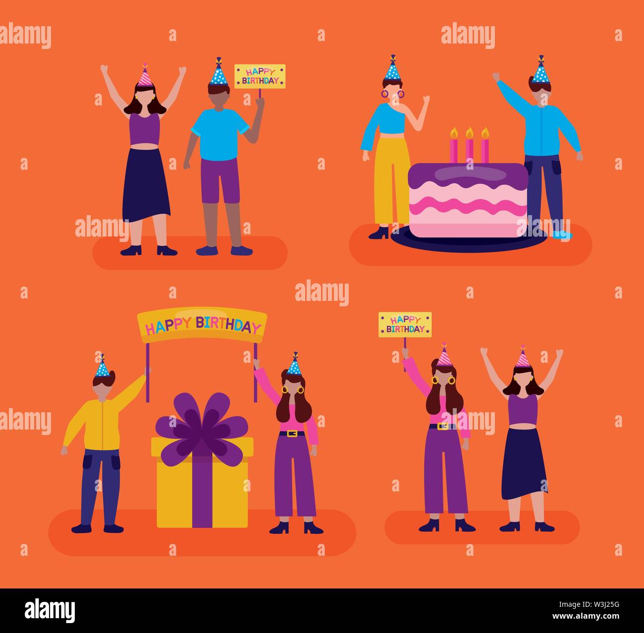 happy birthday people flat design Stock Vector Image & Art - Alamy