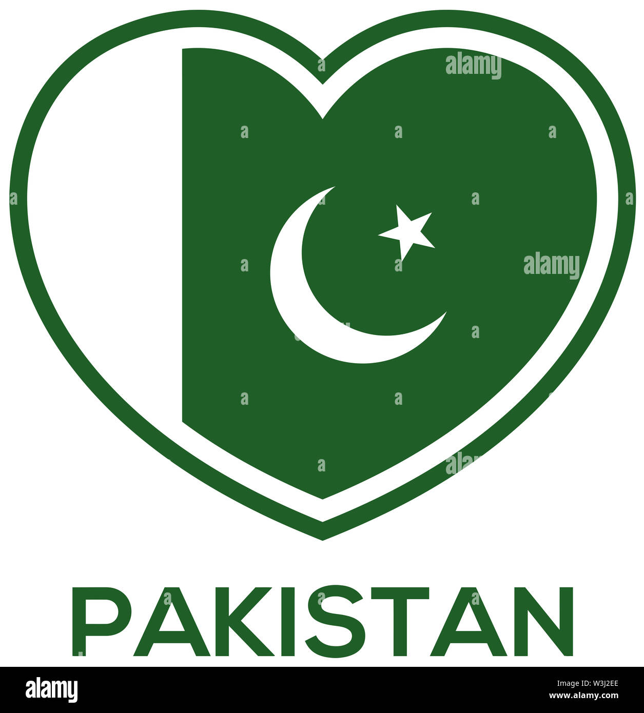 pakistan love heart flag shape green white illustration Stock Photo - Alamy