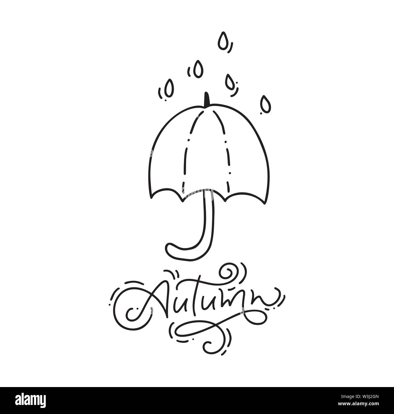 Calligraphy lettering flourish monoline Autumn text. Vector ...