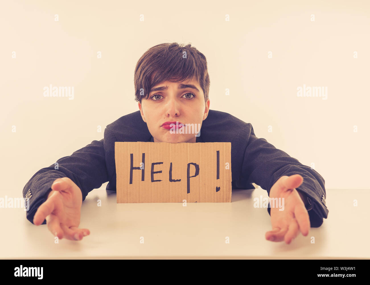 Beautiful smart single mother working woman feeling overwhelmed and ...