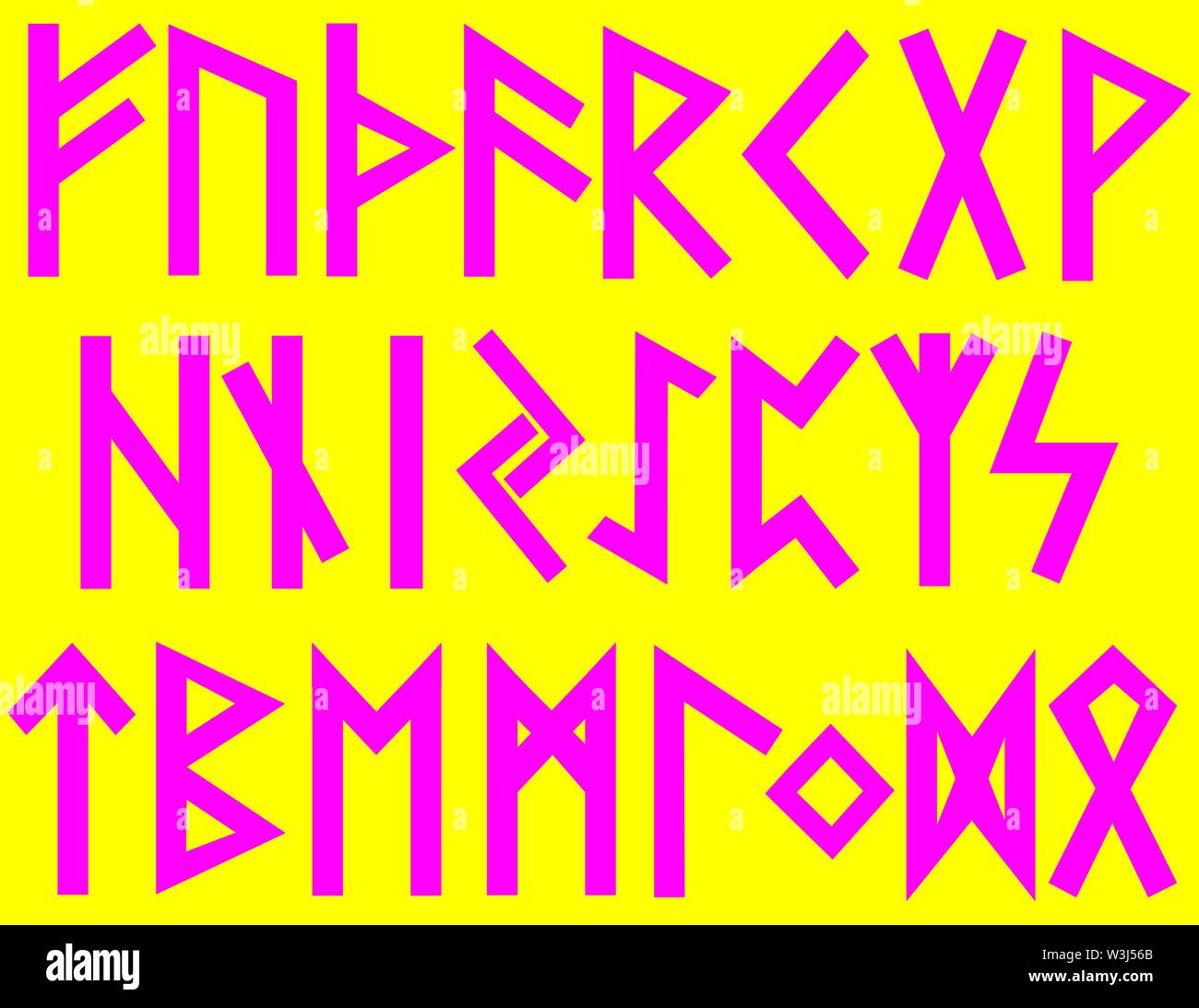 Set of old Norse runes. Runic alphabet, Futhark. Ancient occult Viking ...