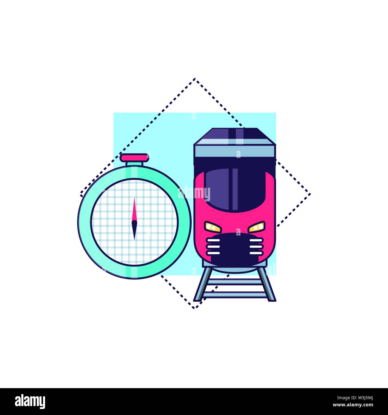 compass guide device with train vector illustration design Stock Vector ...