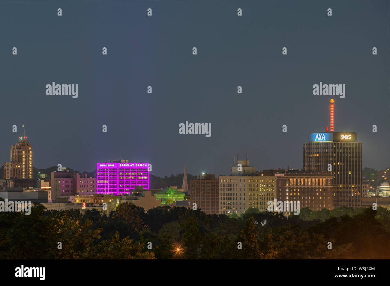 SYRACUSE, NEW YORK - JULY 13, 2019: Night View of Downtown Syracuse ...