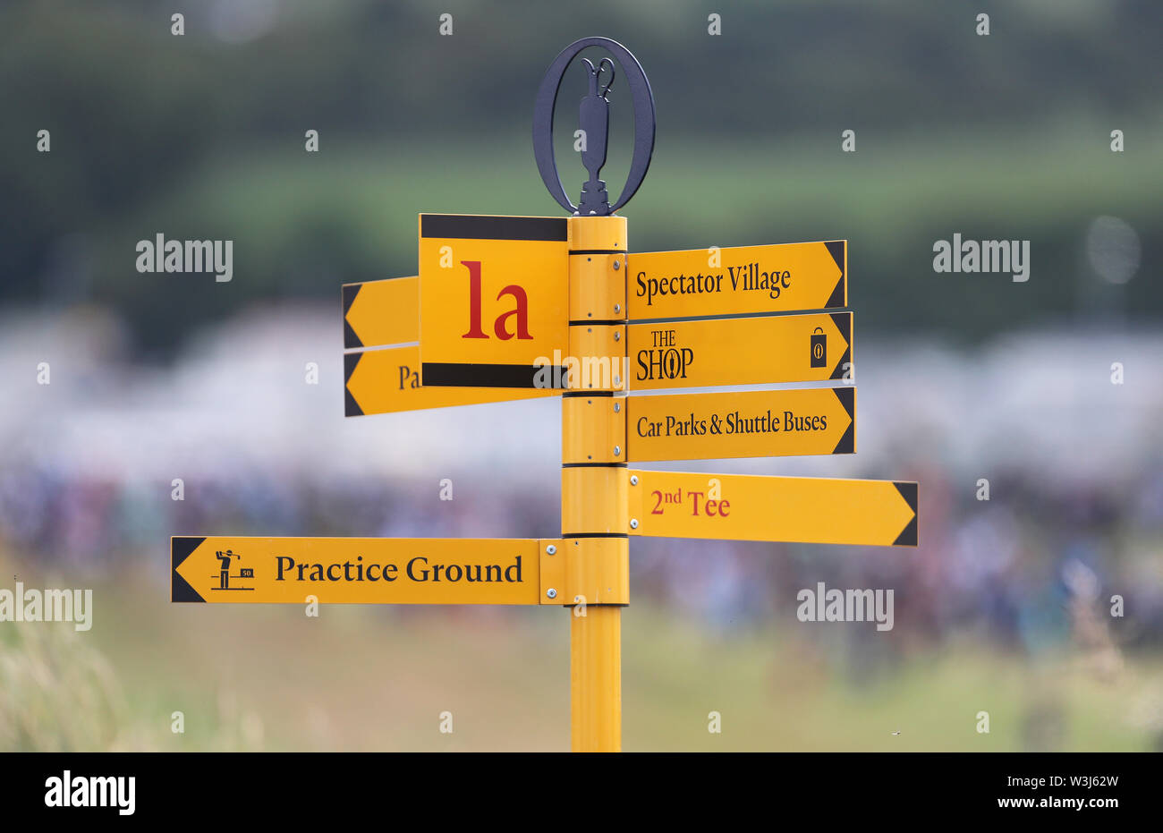 General signage by the 1st tee during preview day three of The Open ...