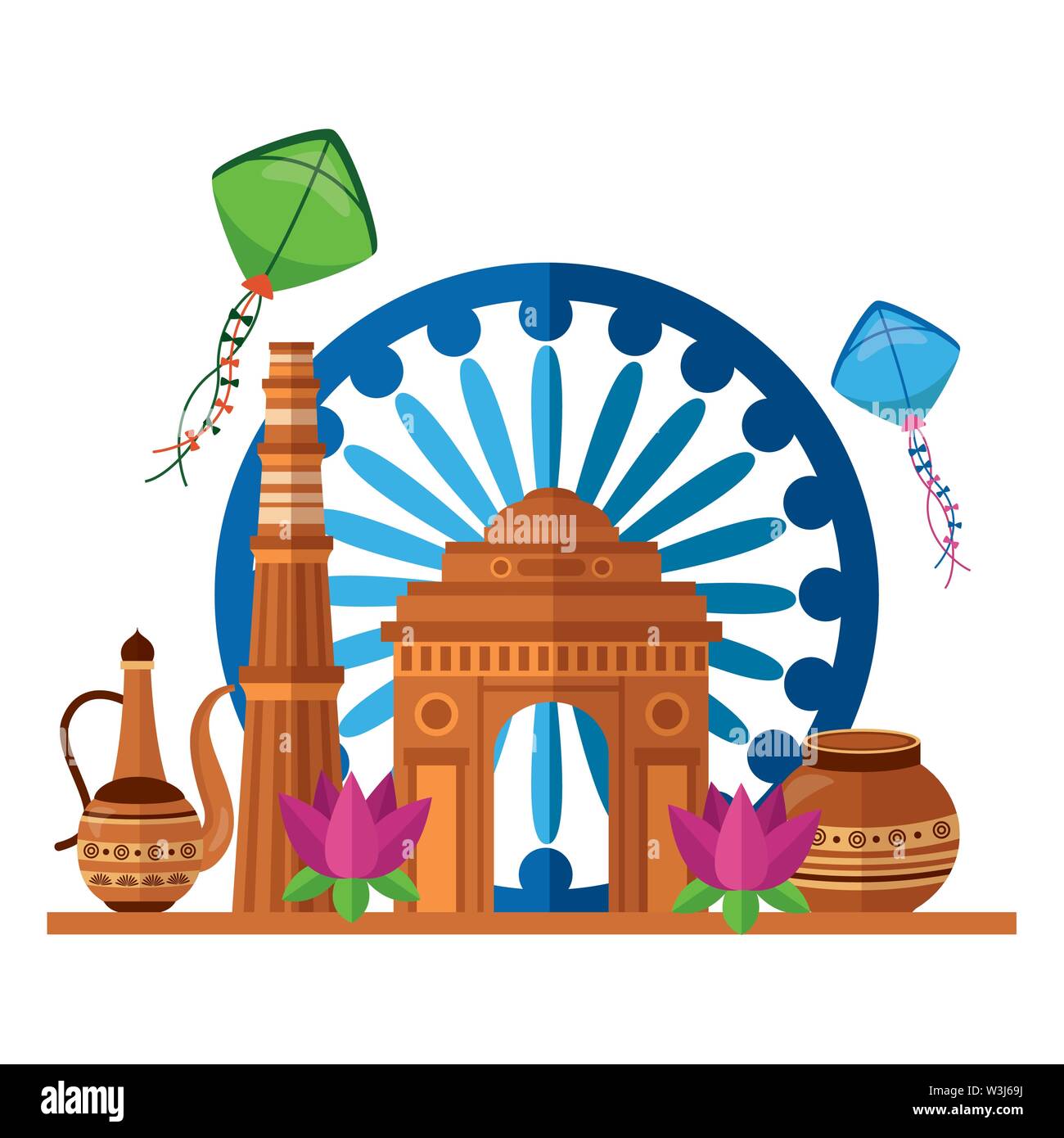 indian gateway and independence day icons Stock Vector Image & Art - Alamy