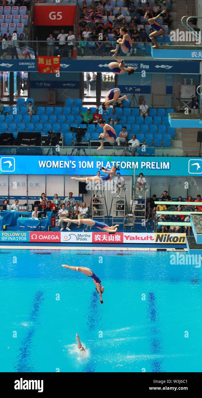 16th July, 2019. S. Korean diver makes a splash This multi-frame action ...