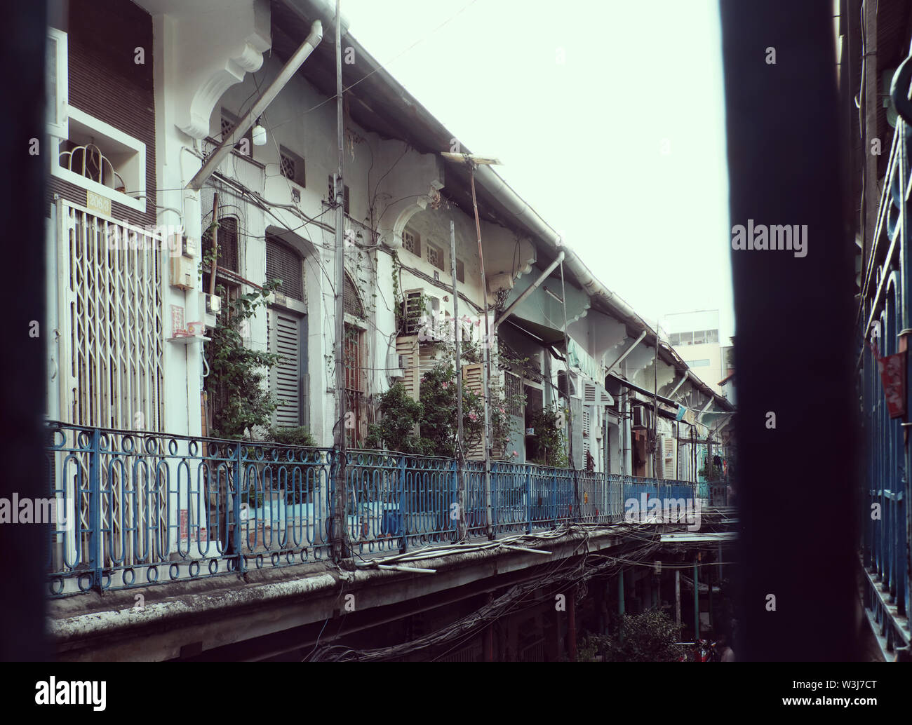 Amazing scene of 100 years old residential area, row of old house ...