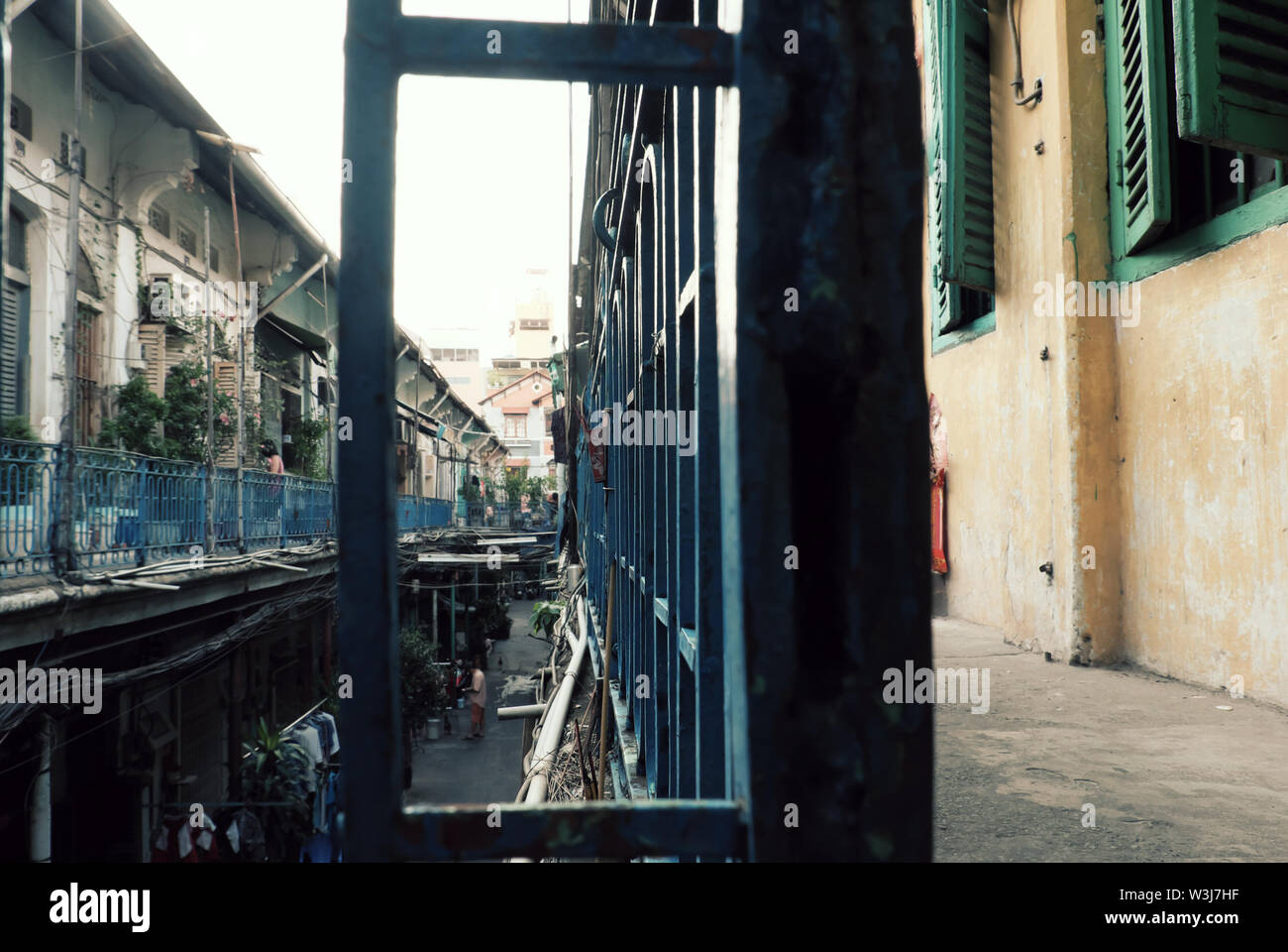 Amazing scene of 100 years old residential area, row of old house ...