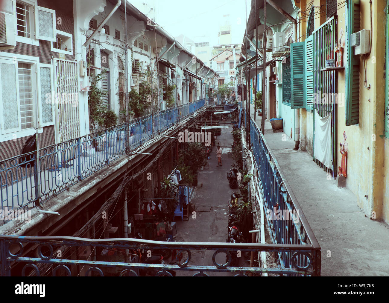 Amazing scene of 100 years old residential area, row of old house ...