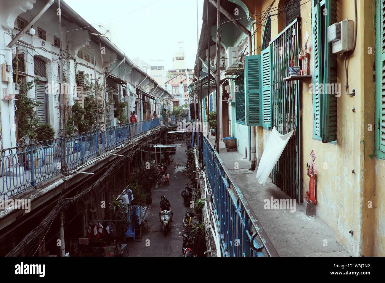 Amazing scene of 100 years old residential area, row of old house ...