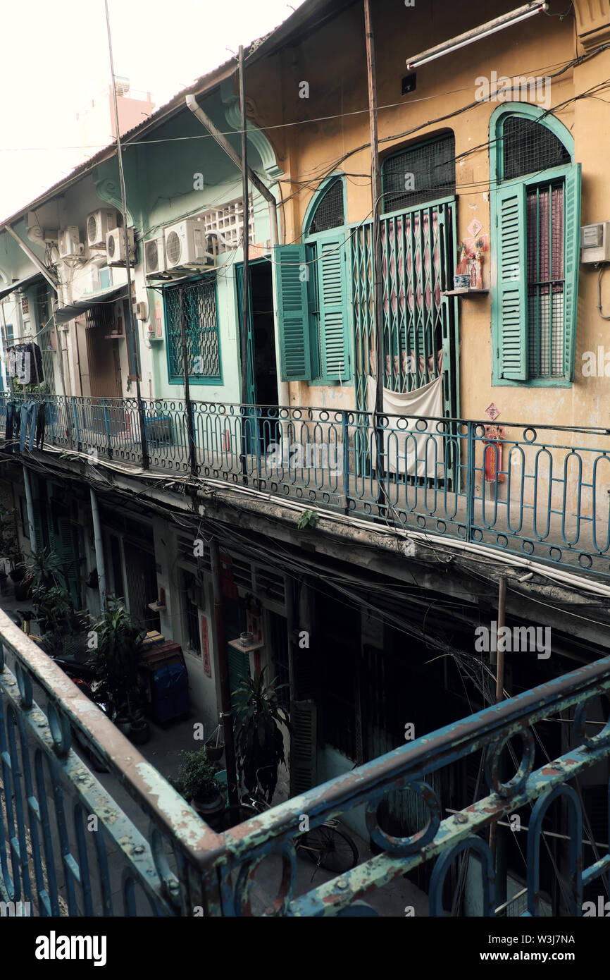 Amazing scene of 100 years old residential area, row of old house ...