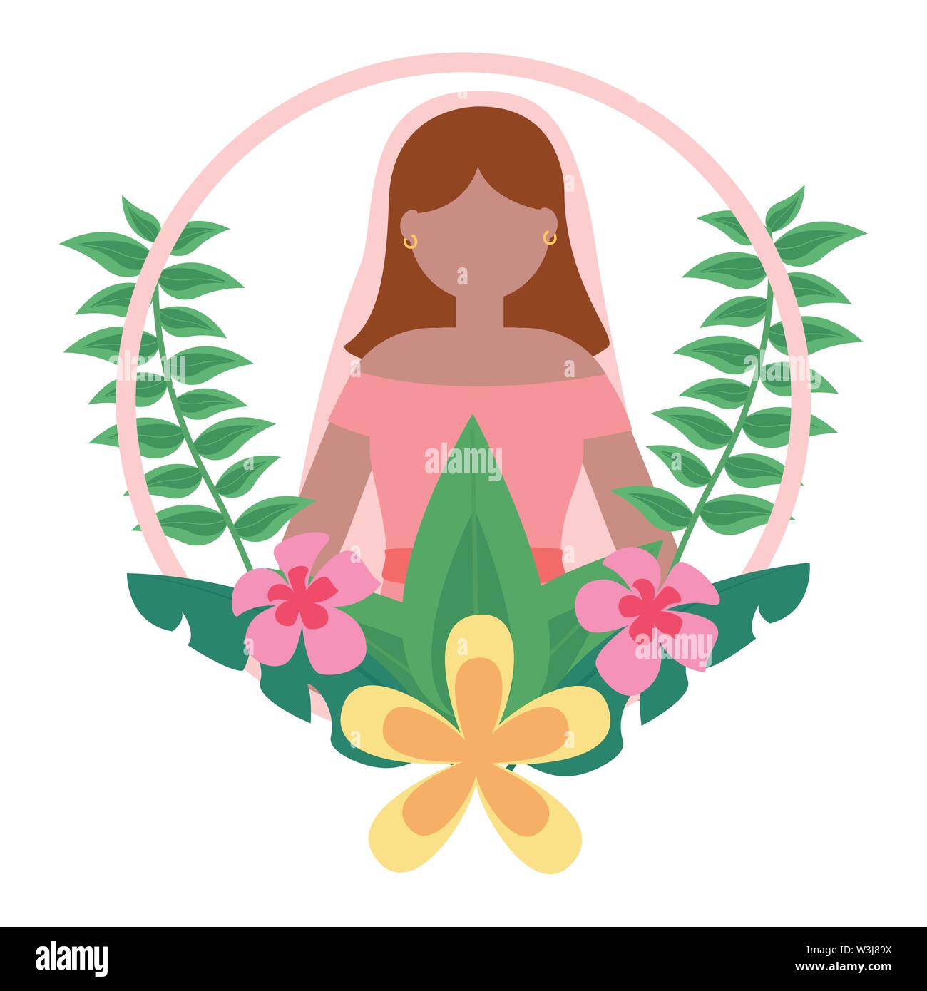 bride with flower garland wedding day Stock Vector Image & Art - Alamy