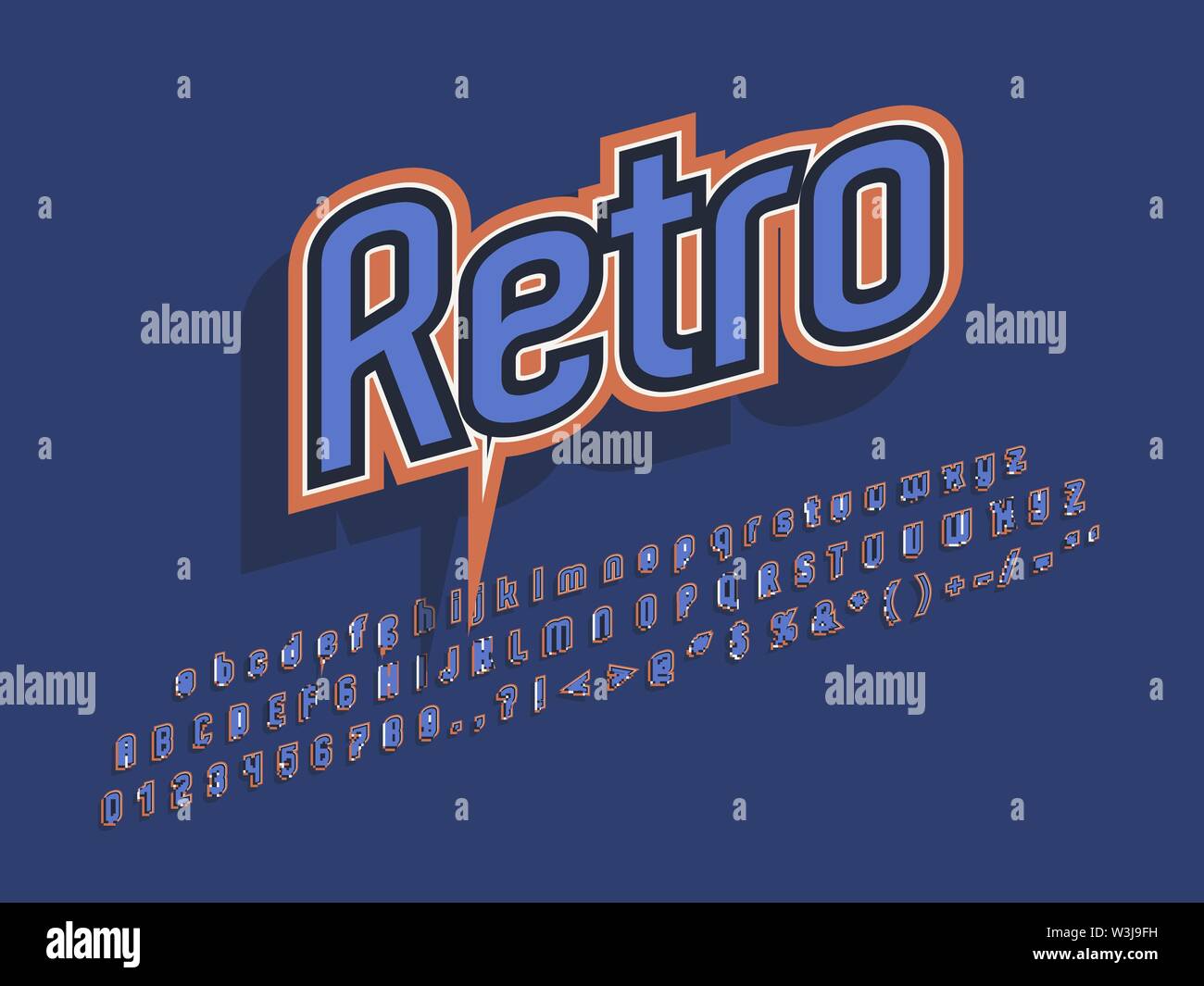 Retro font and alphabet. Stock vector illustration Stock Vector Image ...