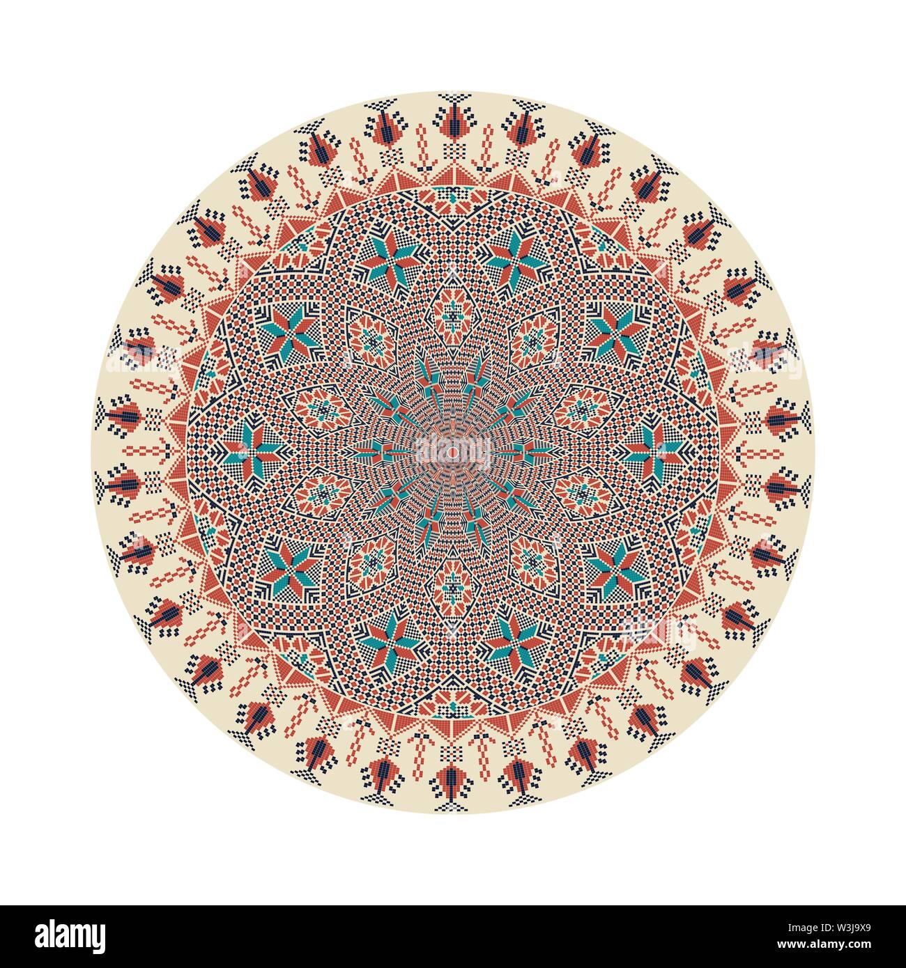 Circular pattern in traditional Palestinian style, vector design ...