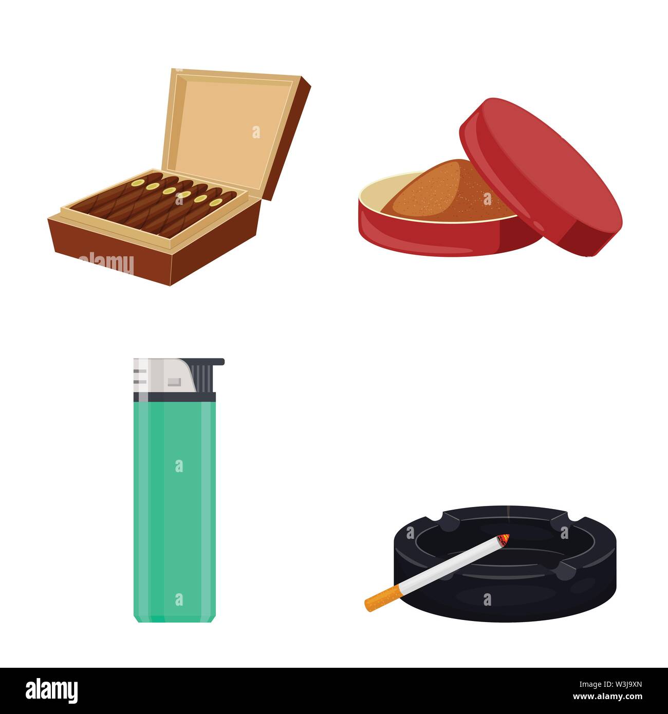 Vector design of cigarette and tobacco symbol. Set of cigarette and ...