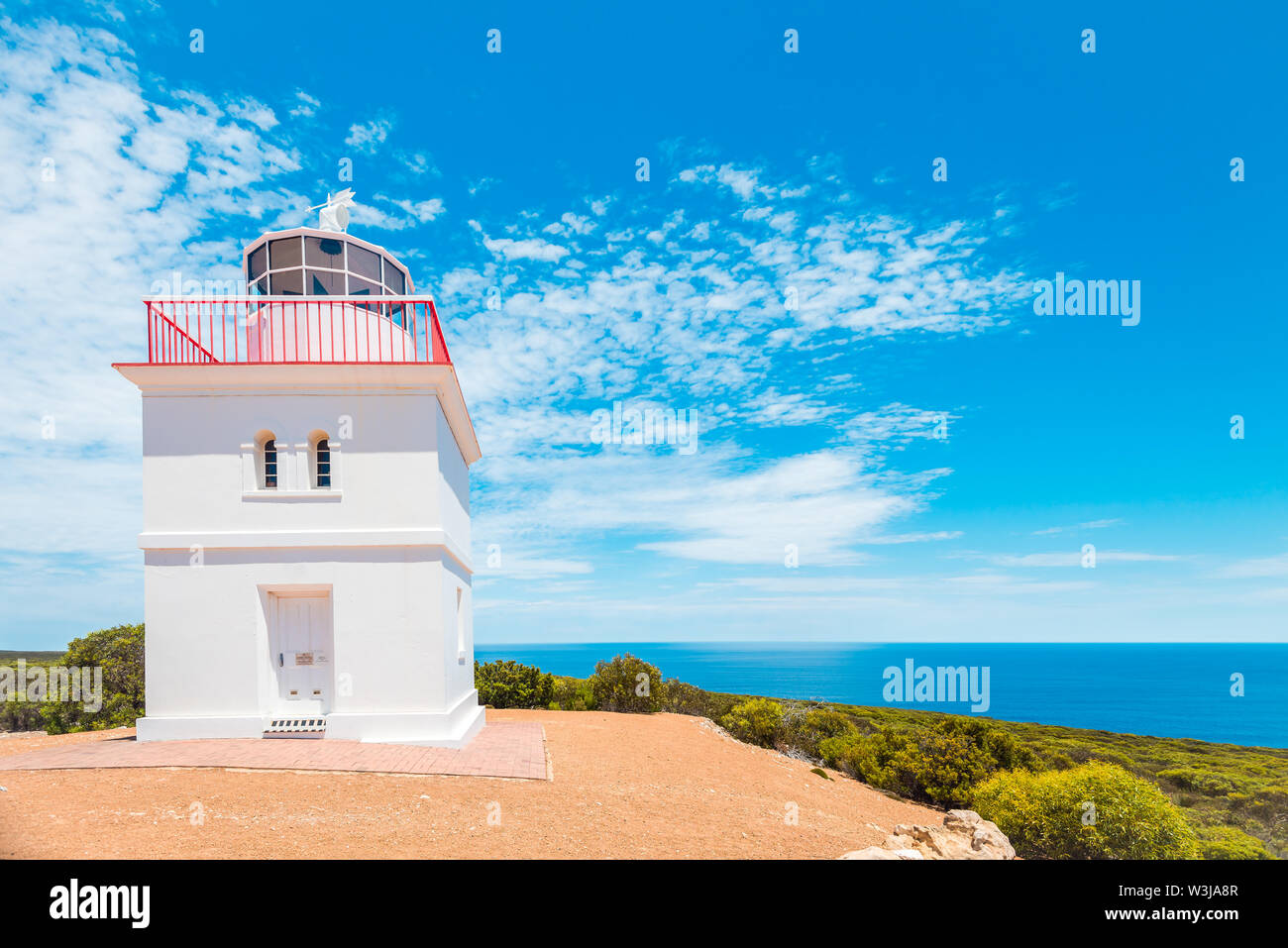 Unique square shape Cape Borda Lighthouse on a bright day, Kangaroo ...