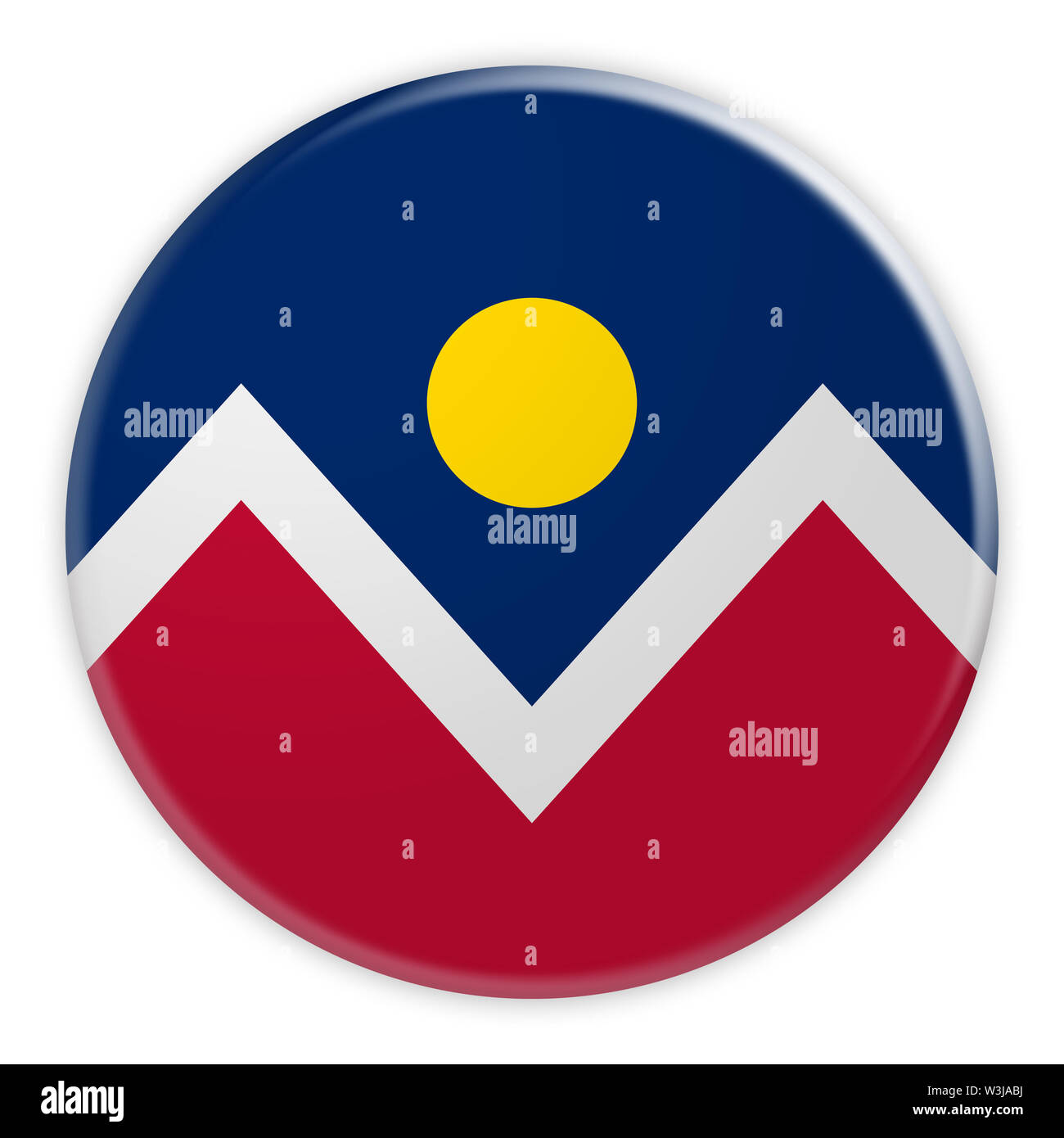 US City Button: Denver Flag Badge, 3d illustration on white background ...