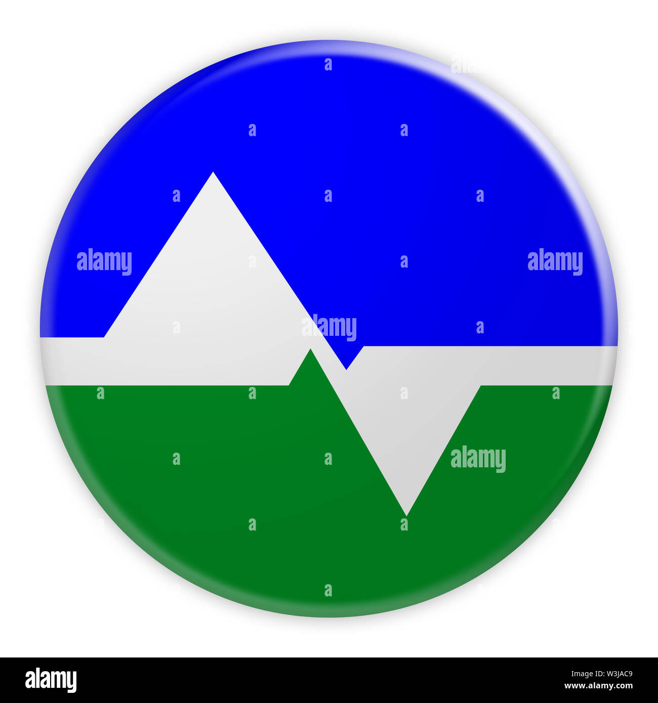 US City Button: Loveland Flag Badge, 3d illustration on white ...
