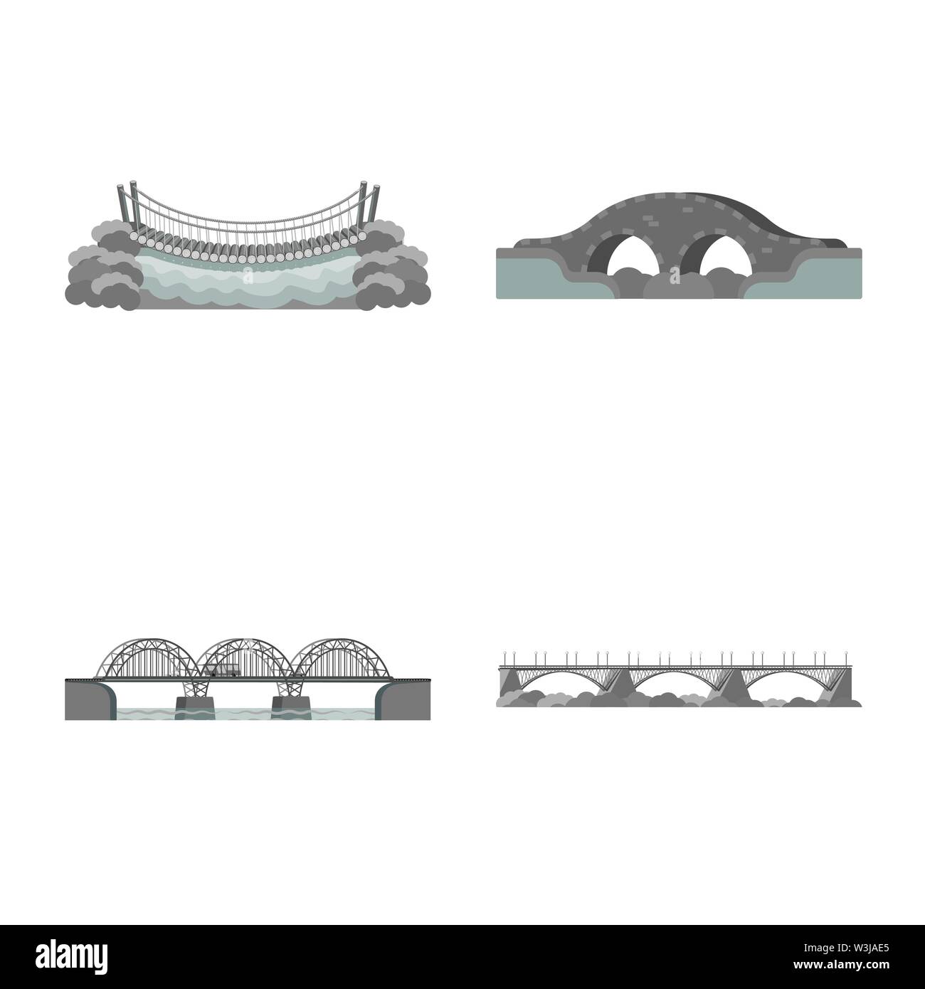 Vector design of design and construct icon. Set of design and bridge ...
