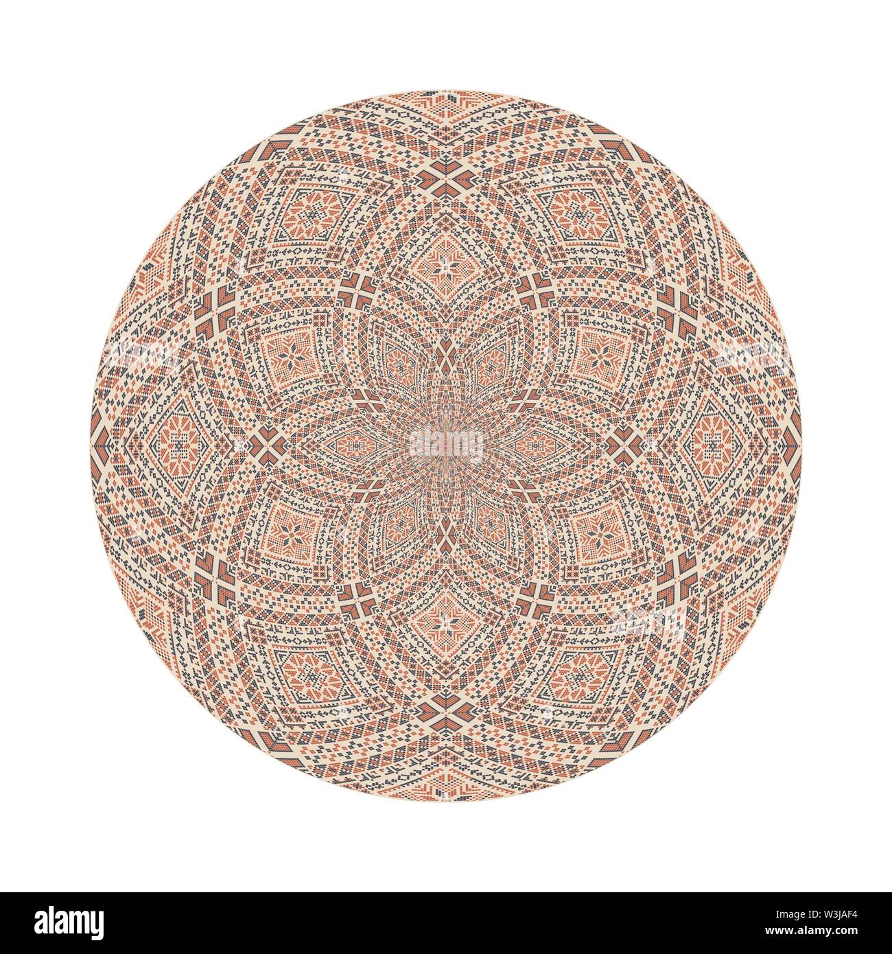 Circular pattern in traditional Palestinian style, vector design ...