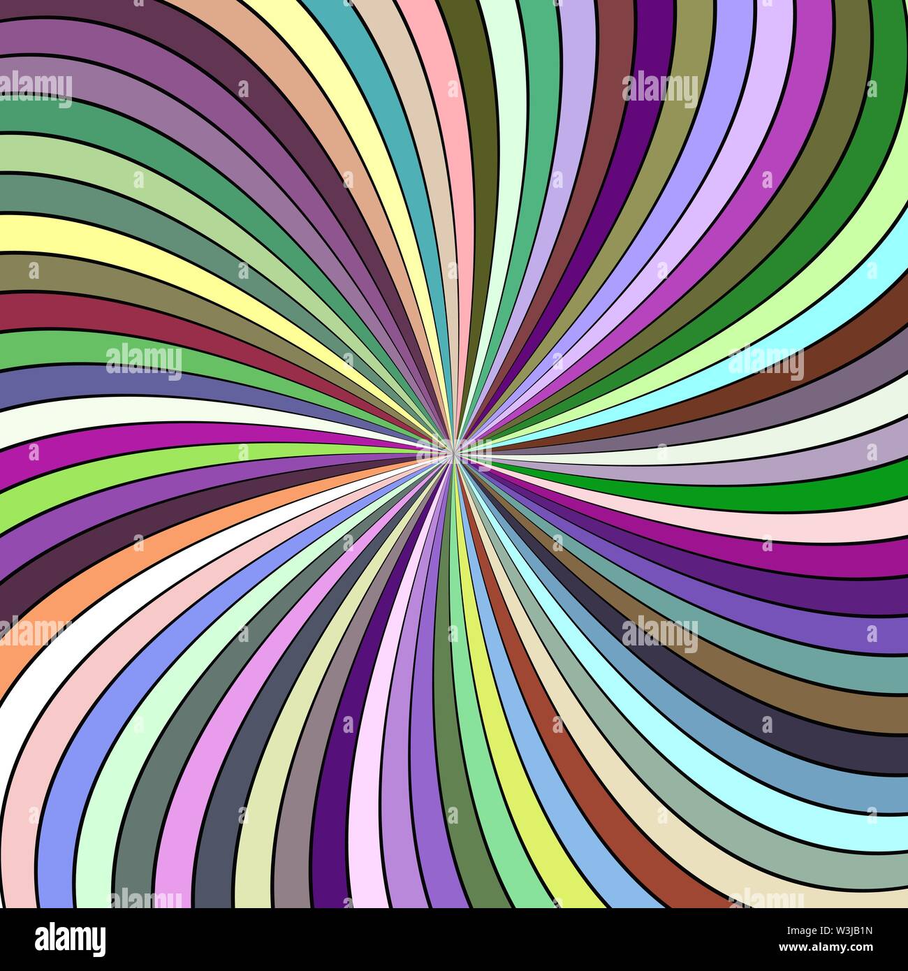 Colorful abstract hypnotic striped spiral background design - vector graphic with swirling rays ...