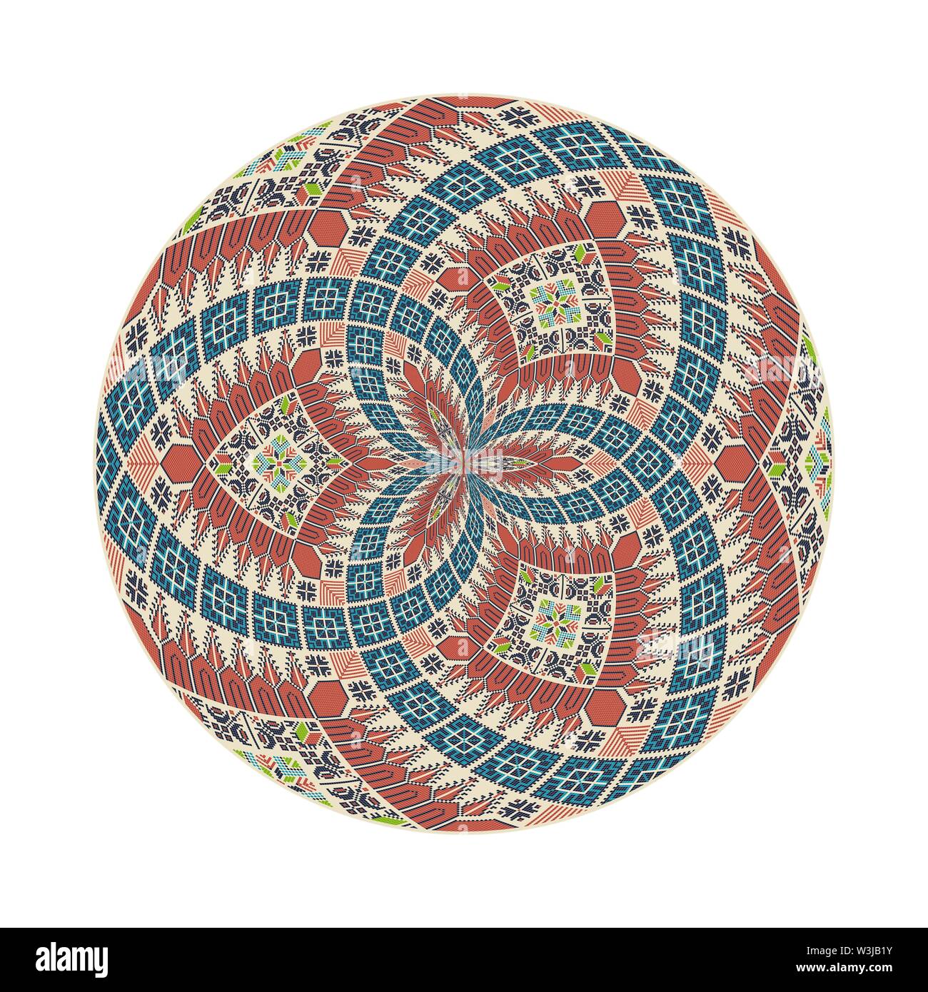 Circular pattern in traditional Palestinian style, vector design ...
