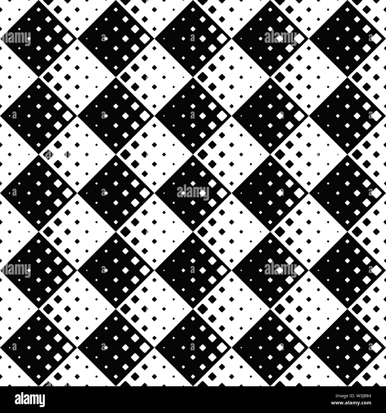 Geometrical seamless rounded square pattern background - black and white vector illustration ...