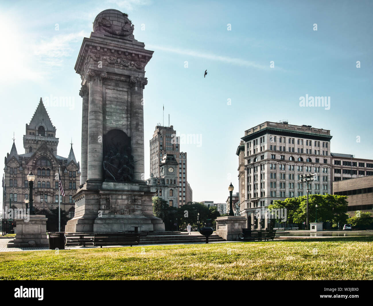 Syracuse, New york, USA. July 12, 2019. View of Clinton Square in ...
