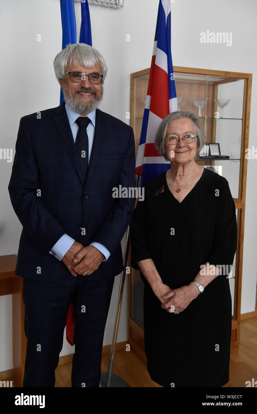 Brno, Czech Republic. 16th July, 2019. Brenda Hale (right), President ...