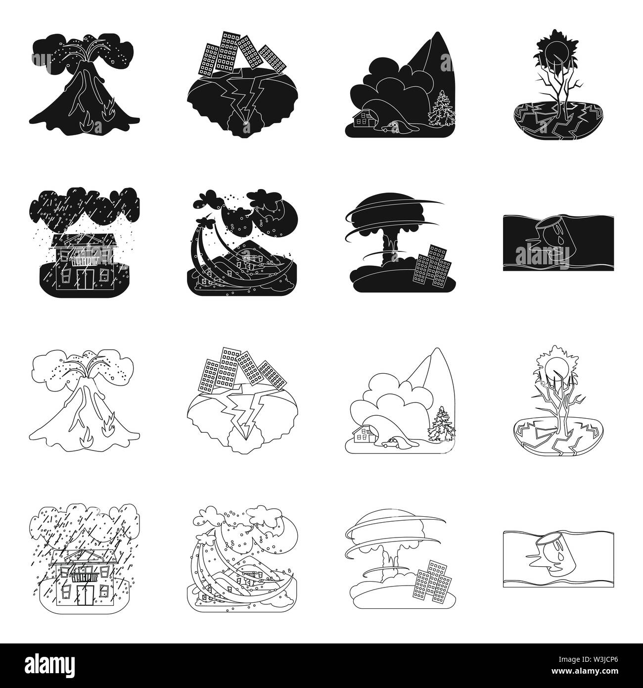 Vector illustration of weather and distress sign. Collection of weather ...