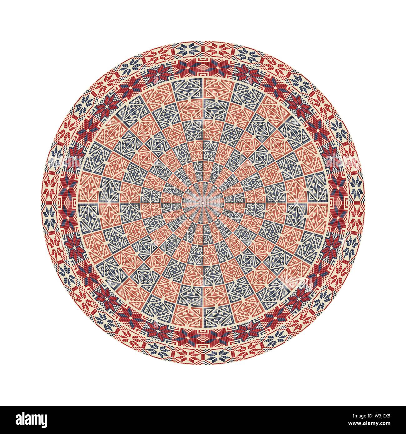Circular pattern in traditional Palestinian style, vector design ...
