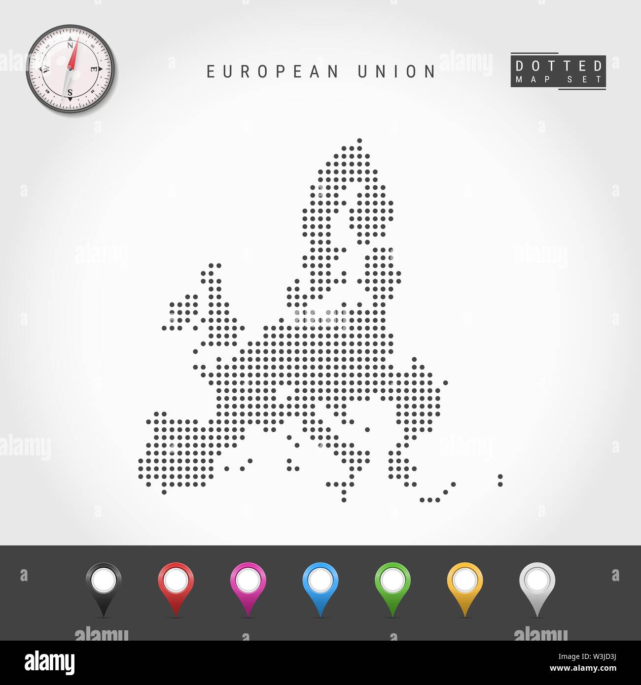 Dots Map of European Union. Simple Silhouette of European Union ...