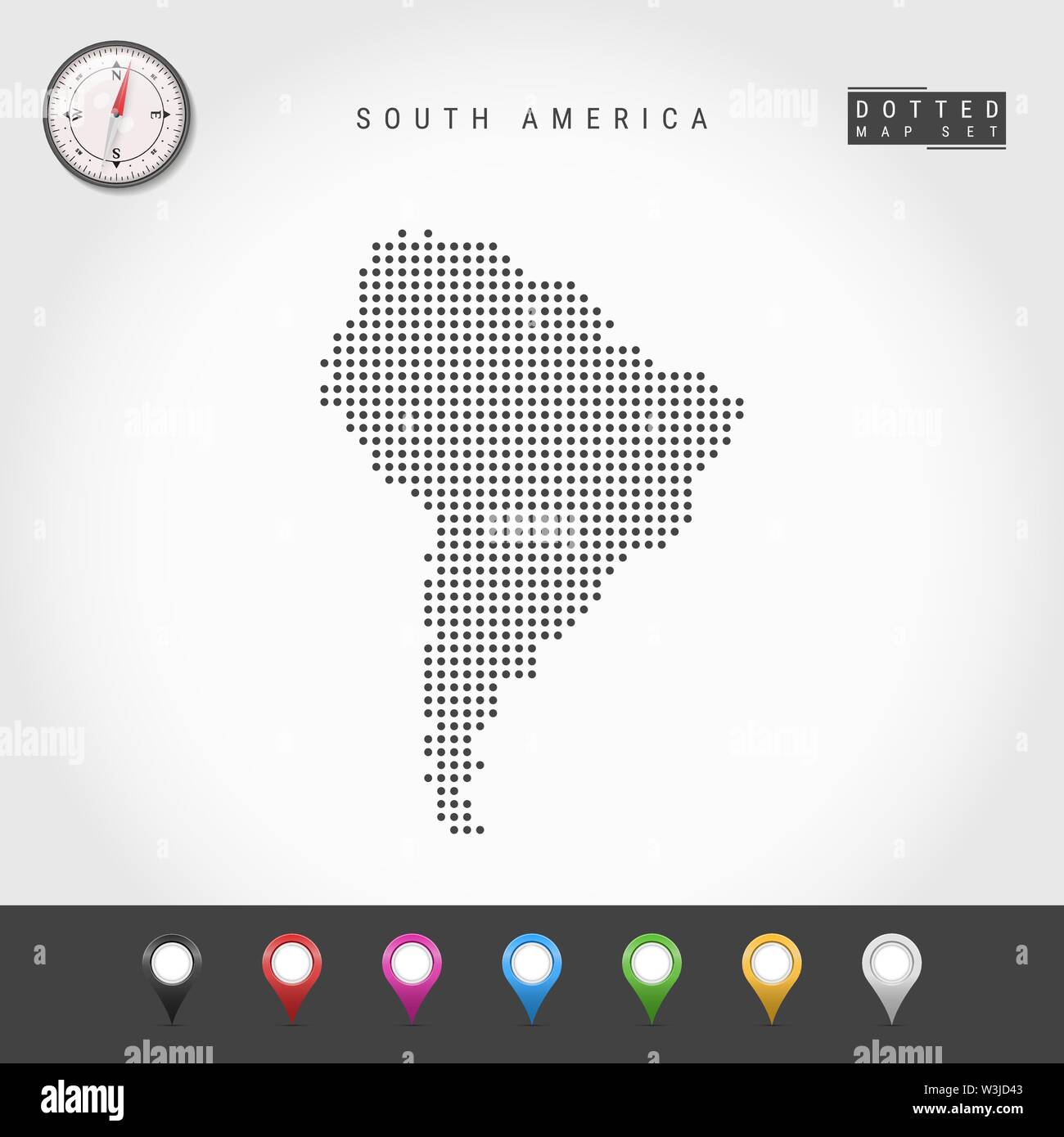 Dots Map of South America. Simple Silhouette of South America ...