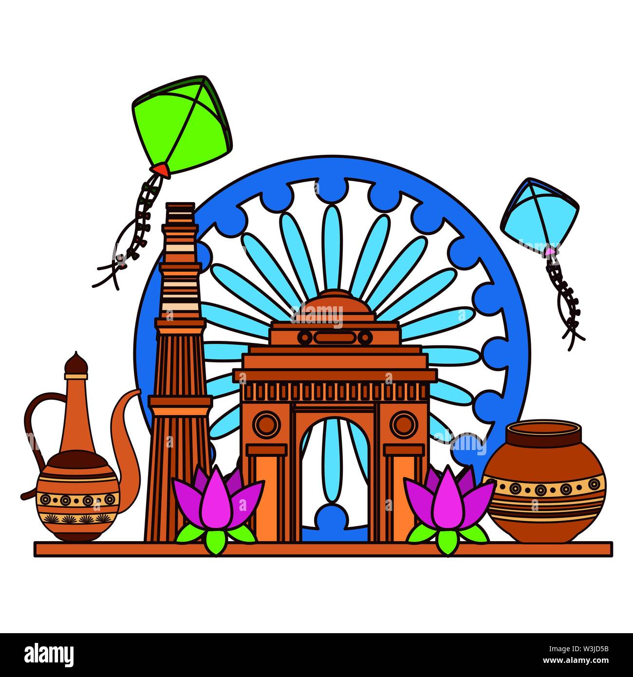 indian gateway and independence day icons Stock Vector Image & Art - Alamy