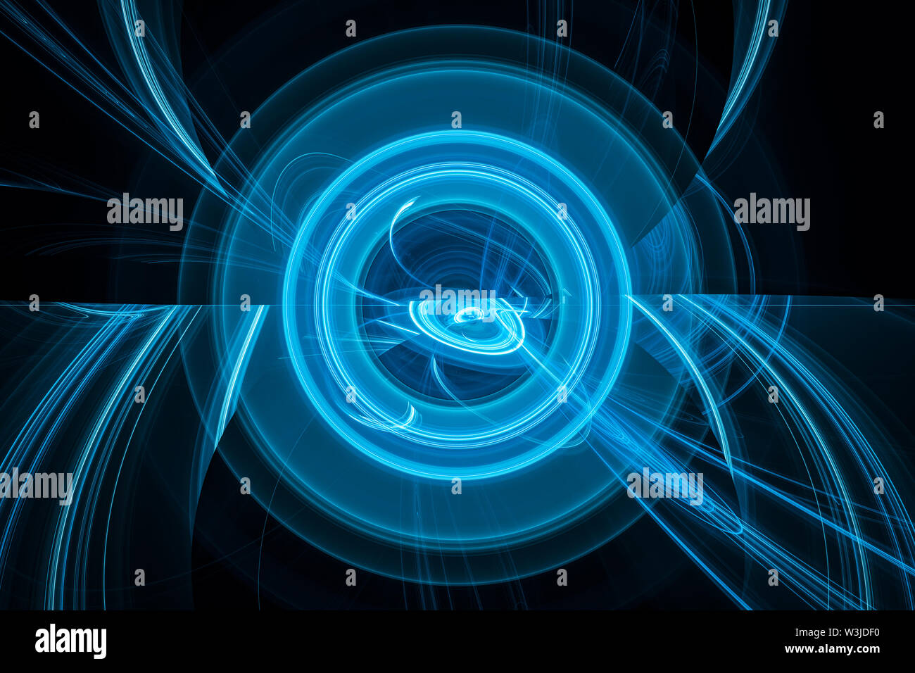 Multidimensional blue glowing futuristic technology, computer generated abstract background, 3D ...