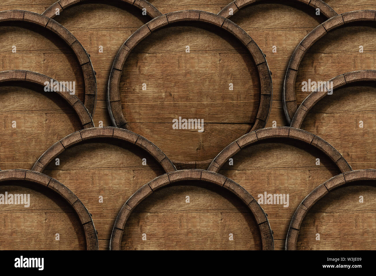 Beautiful old wooden barrels on a creative background Stock Photo - Alamy
